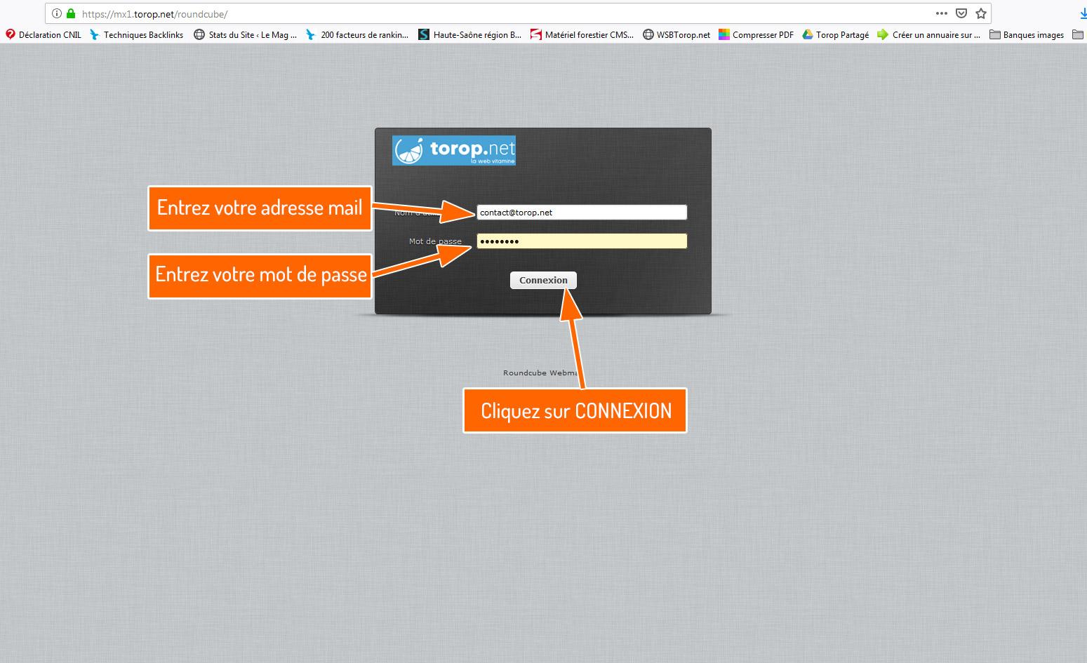 Connection à votre webmail Torop